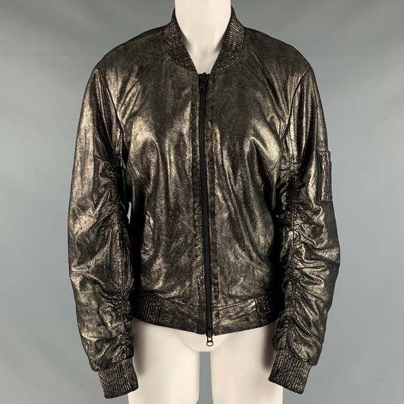 Muubaa | Jackets & Coats | Muubaa Silver Leather Metallic Lambskin ...